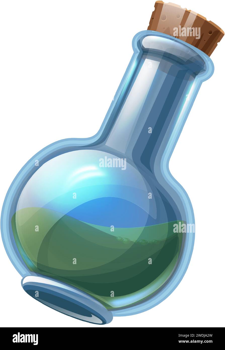 cartoon style. magic potion glass bottle. Isolated on white background ...