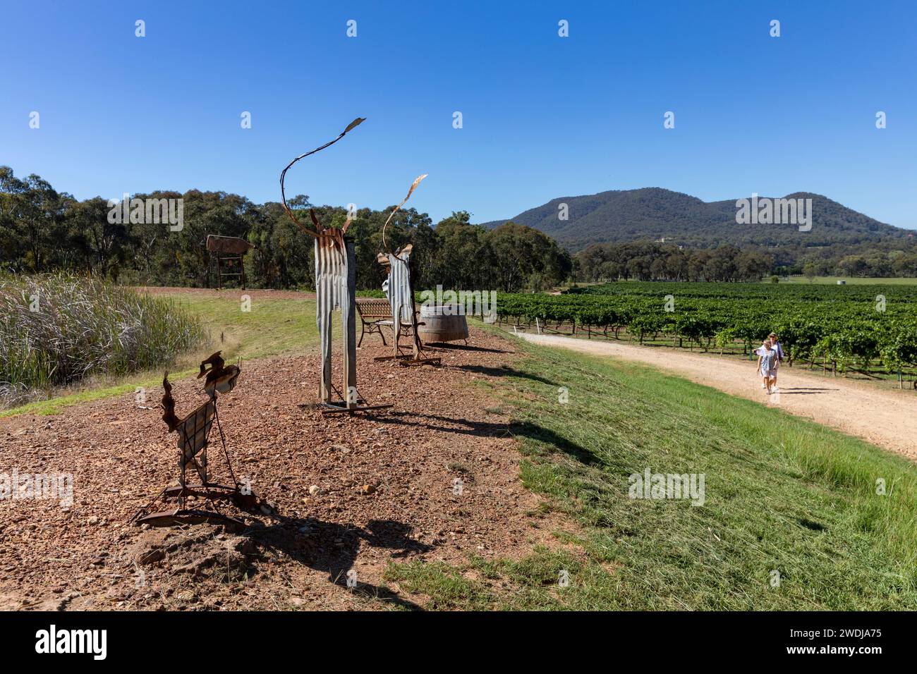 Mudgee, New South Wales, metal animal sculptures at the Robert Stein ...