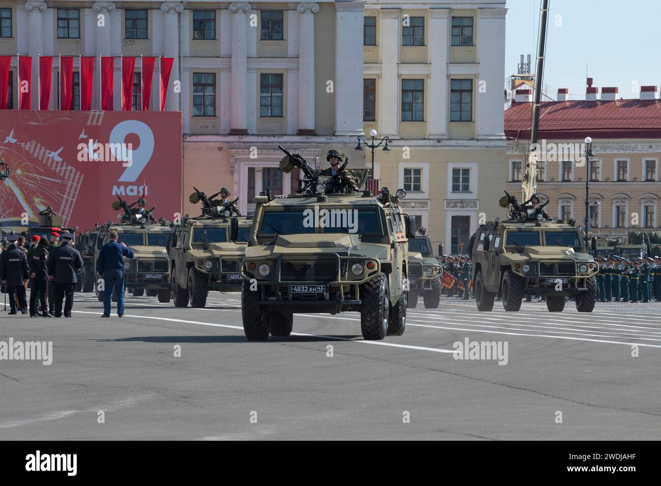 SAINT PETERSBURG, RUSSIA - MAY 09, 2023: Russian armored vehicles ...