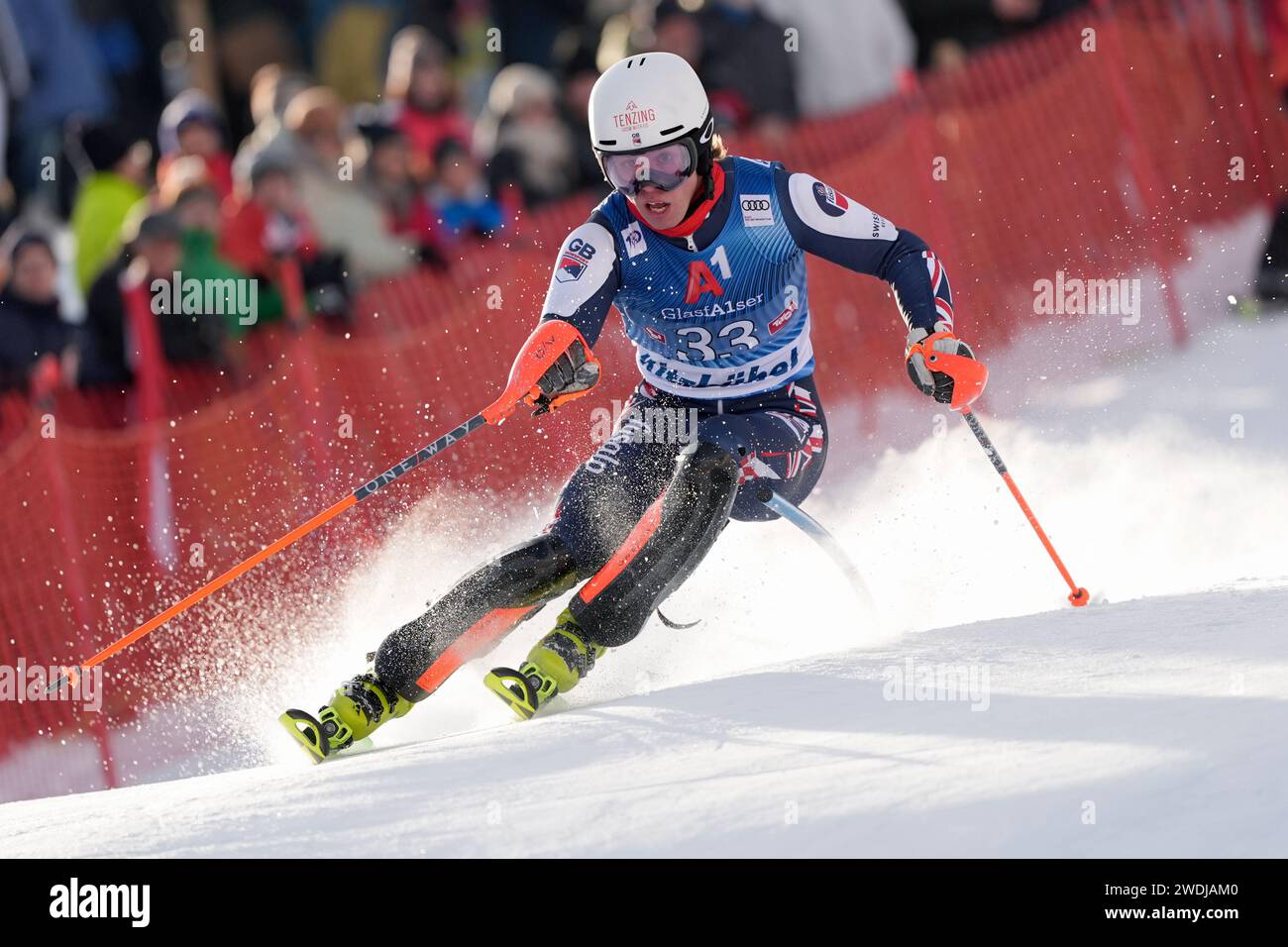 Britain's Billy Major competes during the first run of an alpine ski ...