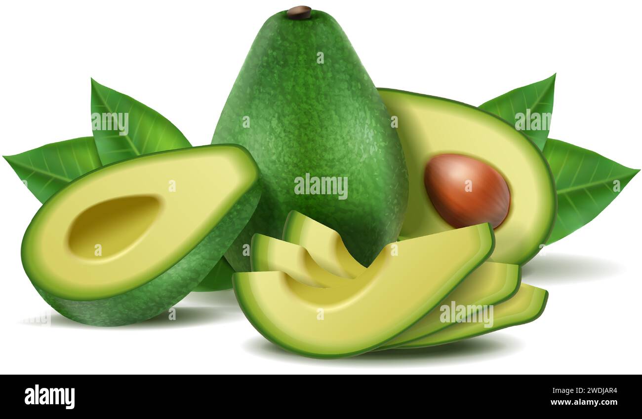 Avocado half pit leaf Cut Out Stock Images & Pictures - Alamy