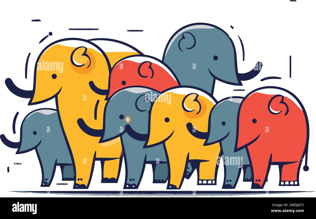 Elephants in group Stock Vector Images - Alamy