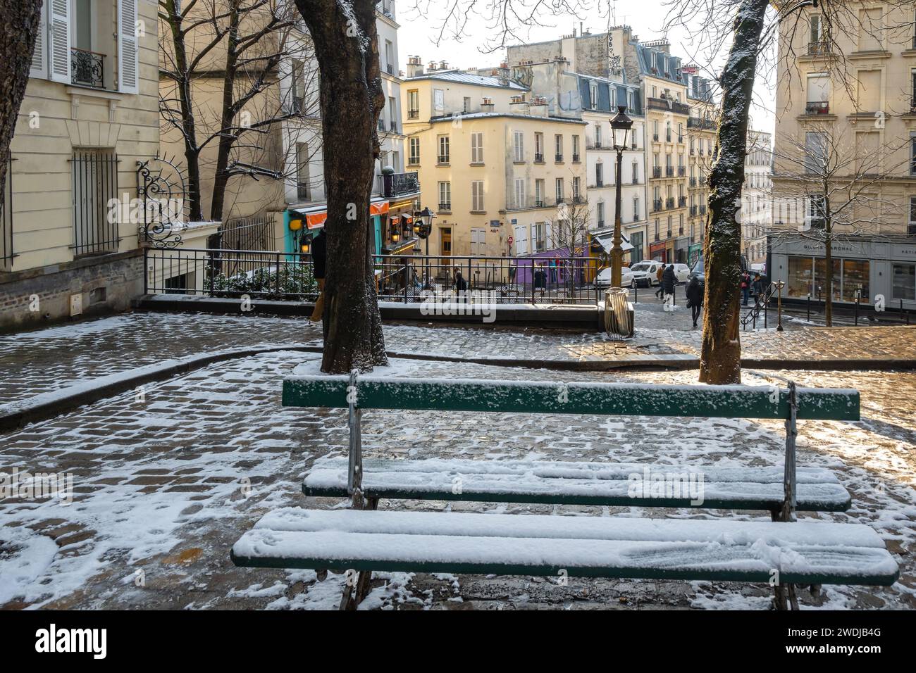 Paris, France, Place Emile Goudeau is located in Montmartre of 18th ...