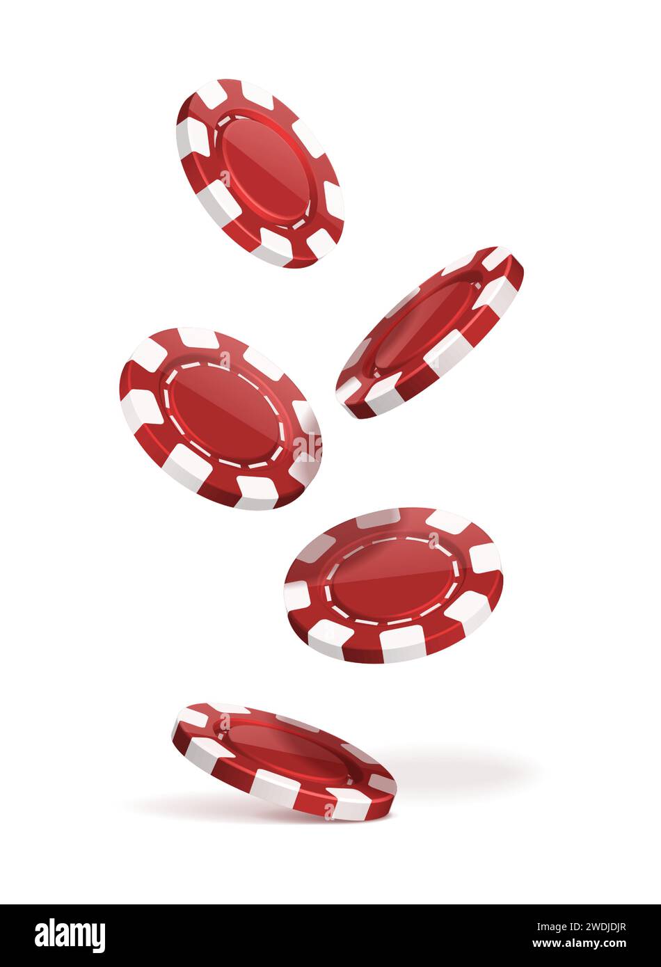 realistic vector icon illustration. Flying poker chips isolated on ...