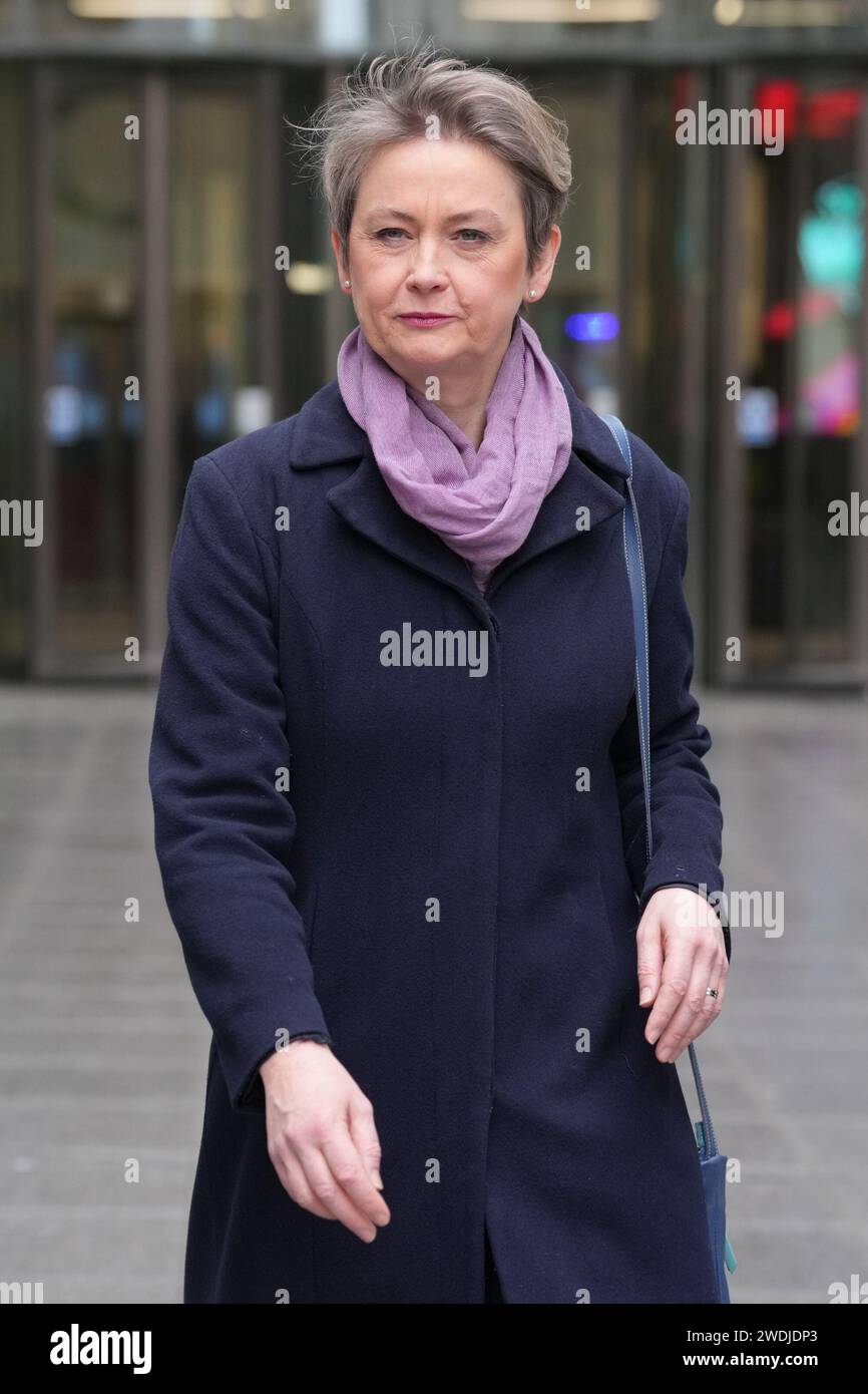 Shadow home secretary Yvette Cooper leaves BBC Broadcasting House in ...