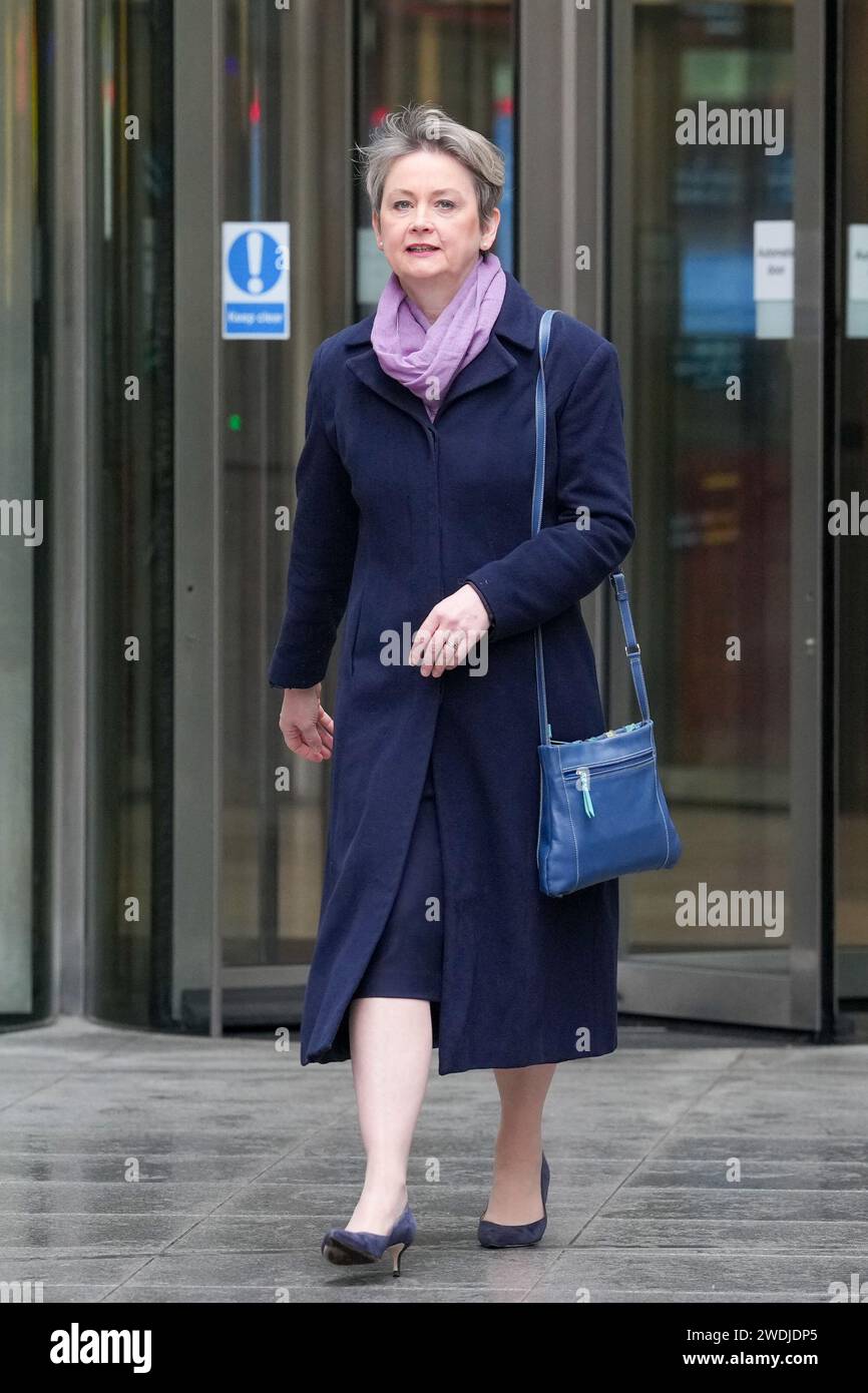 Shadow home secretary Yvette Cooper leaves BBC Broadcasting House in ...