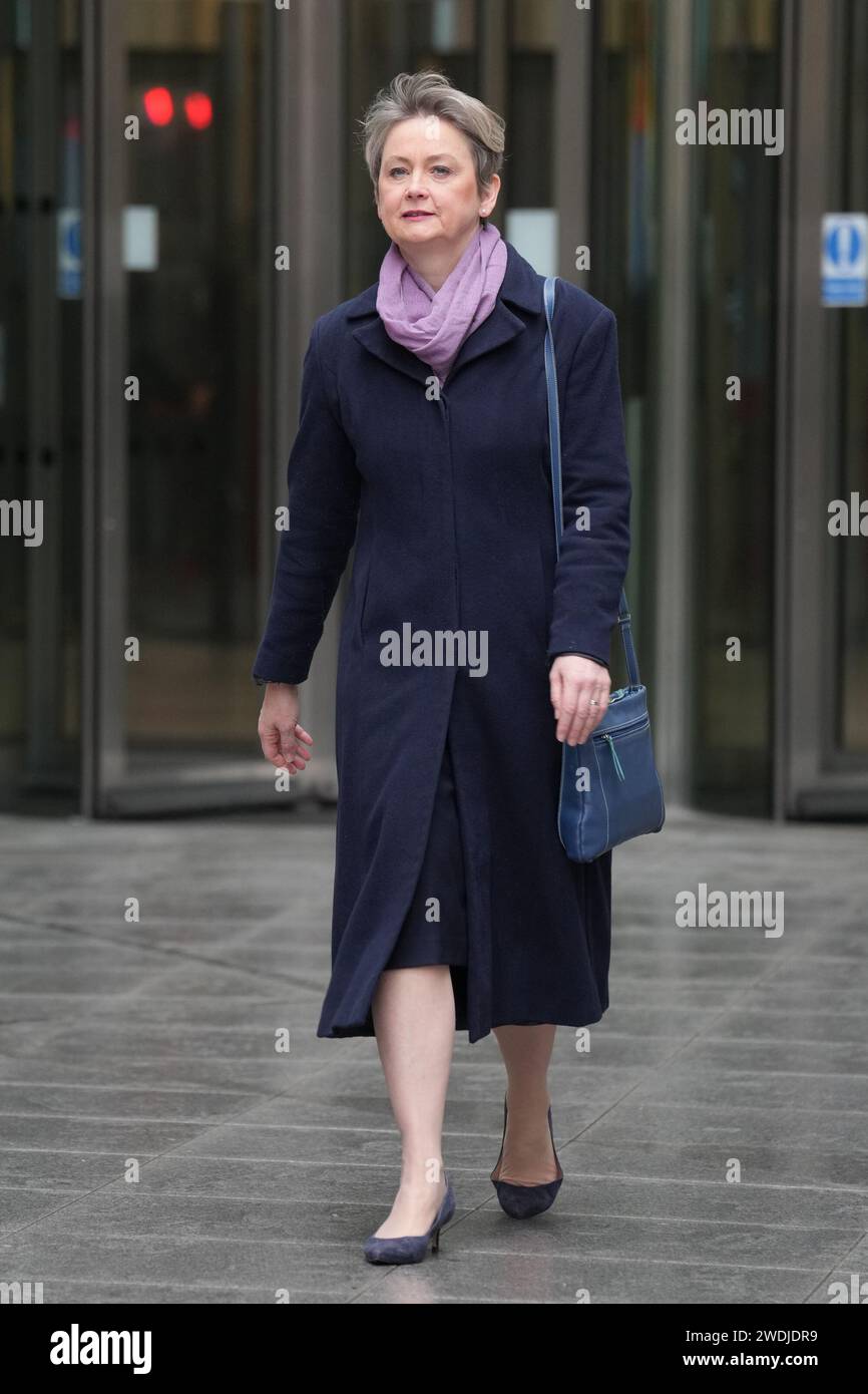 Shadow home secretary Yvette Cooper leaves BBC Broadcasting House in ...