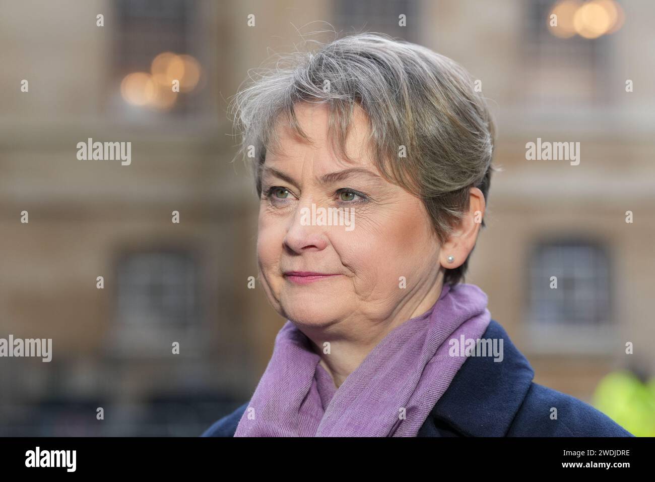 Shadow home secretary Yvette Cooper speaks to the media outside BBC ...