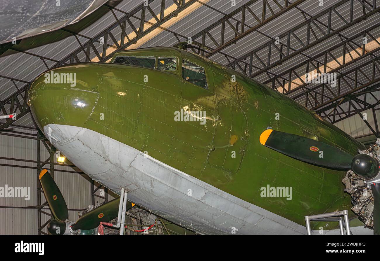 A Dakota C47 aircraft, used a transport workhorse during WW2, inside an ...