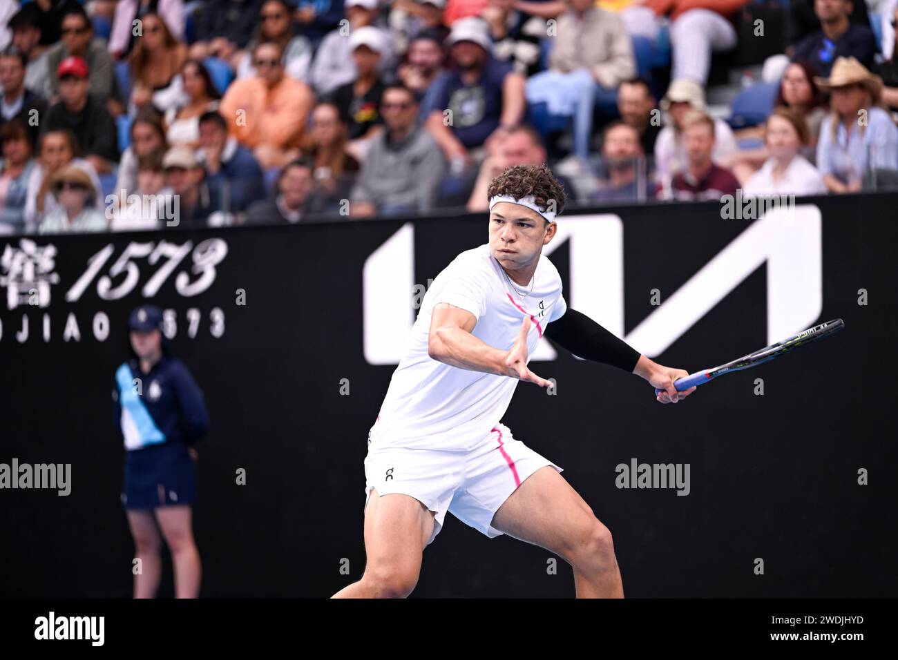 Paris, France. 19th Jan, 2024. Benjamin Ben Shelton of USA during the ...