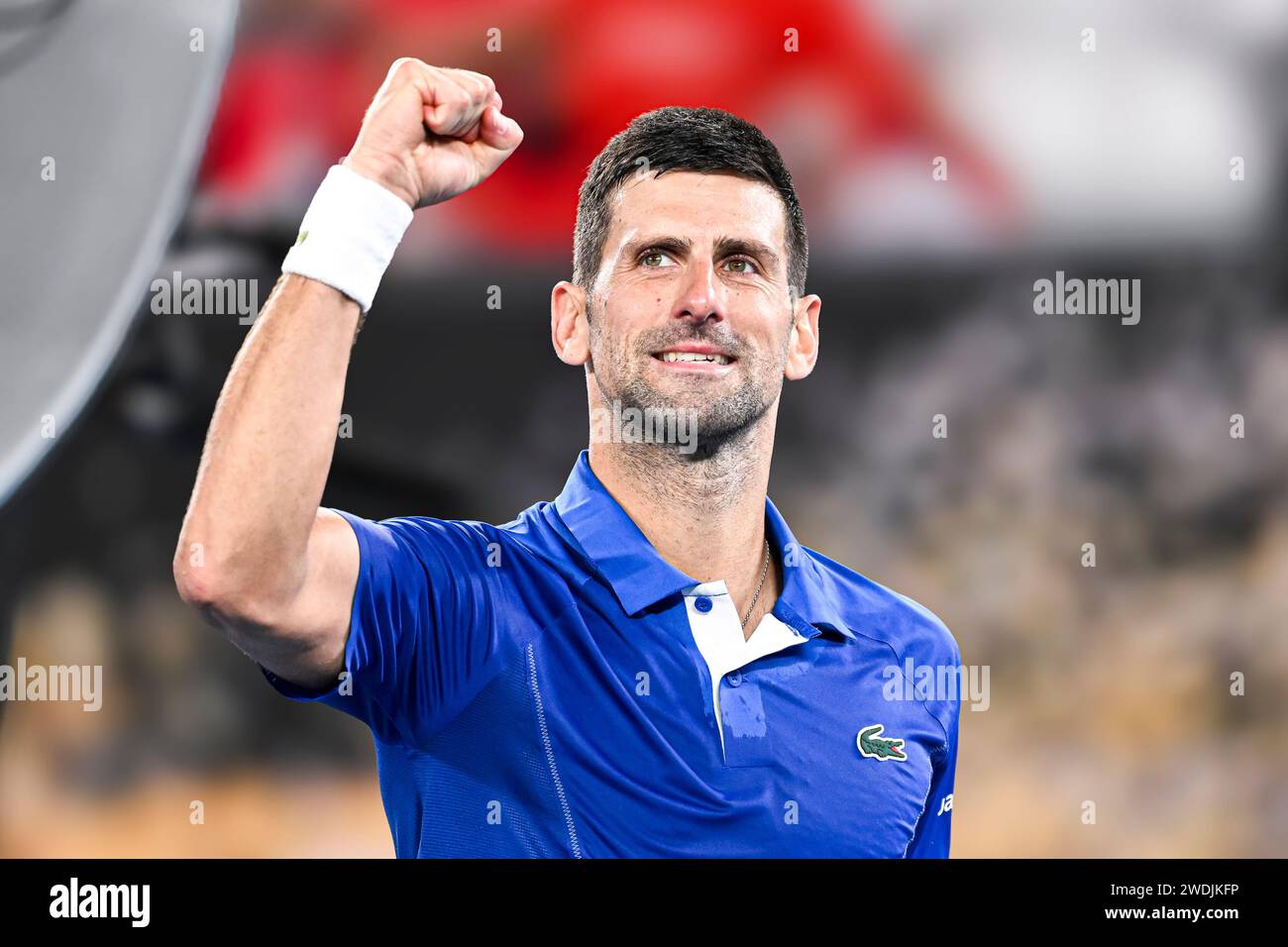 Paris, France. 19th Jan, 2024. Novak Djokovic of Serbia celebrates his ...