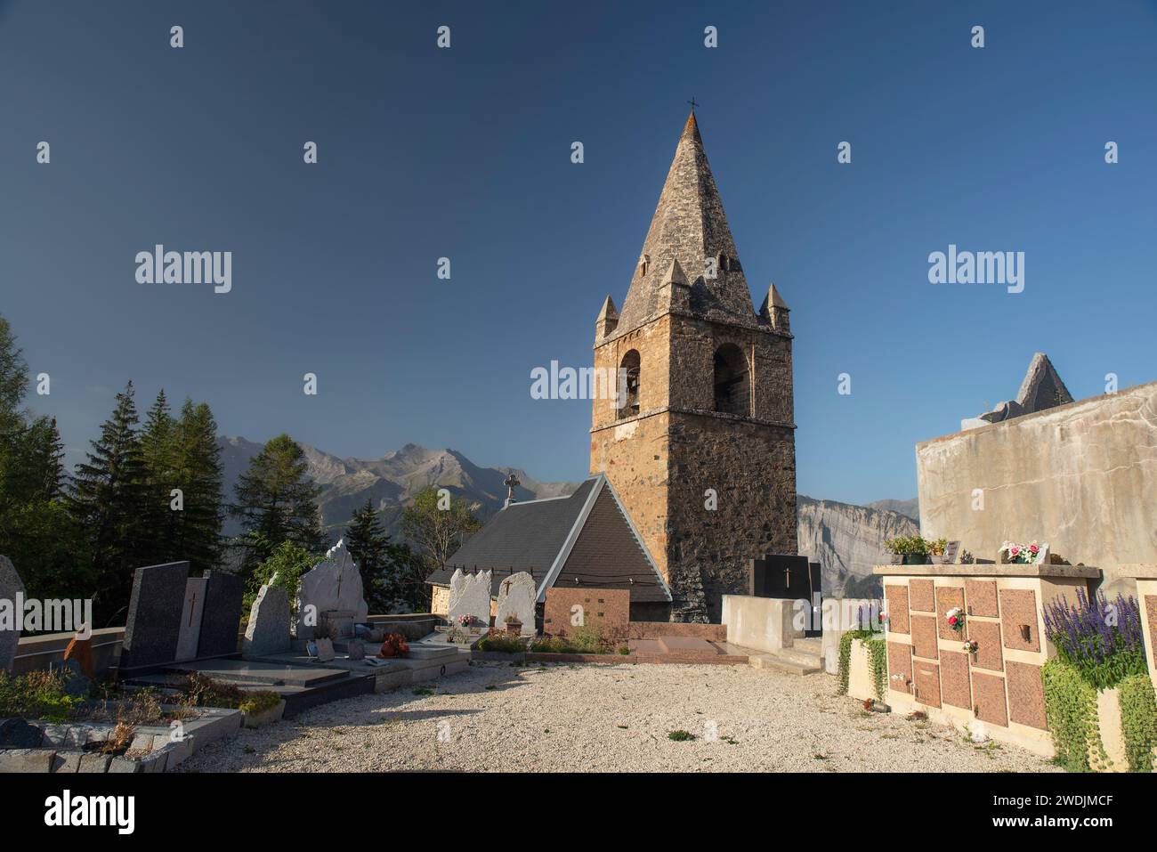 Catholic church in Huez in the Alps, France Stock Photo - Alamy