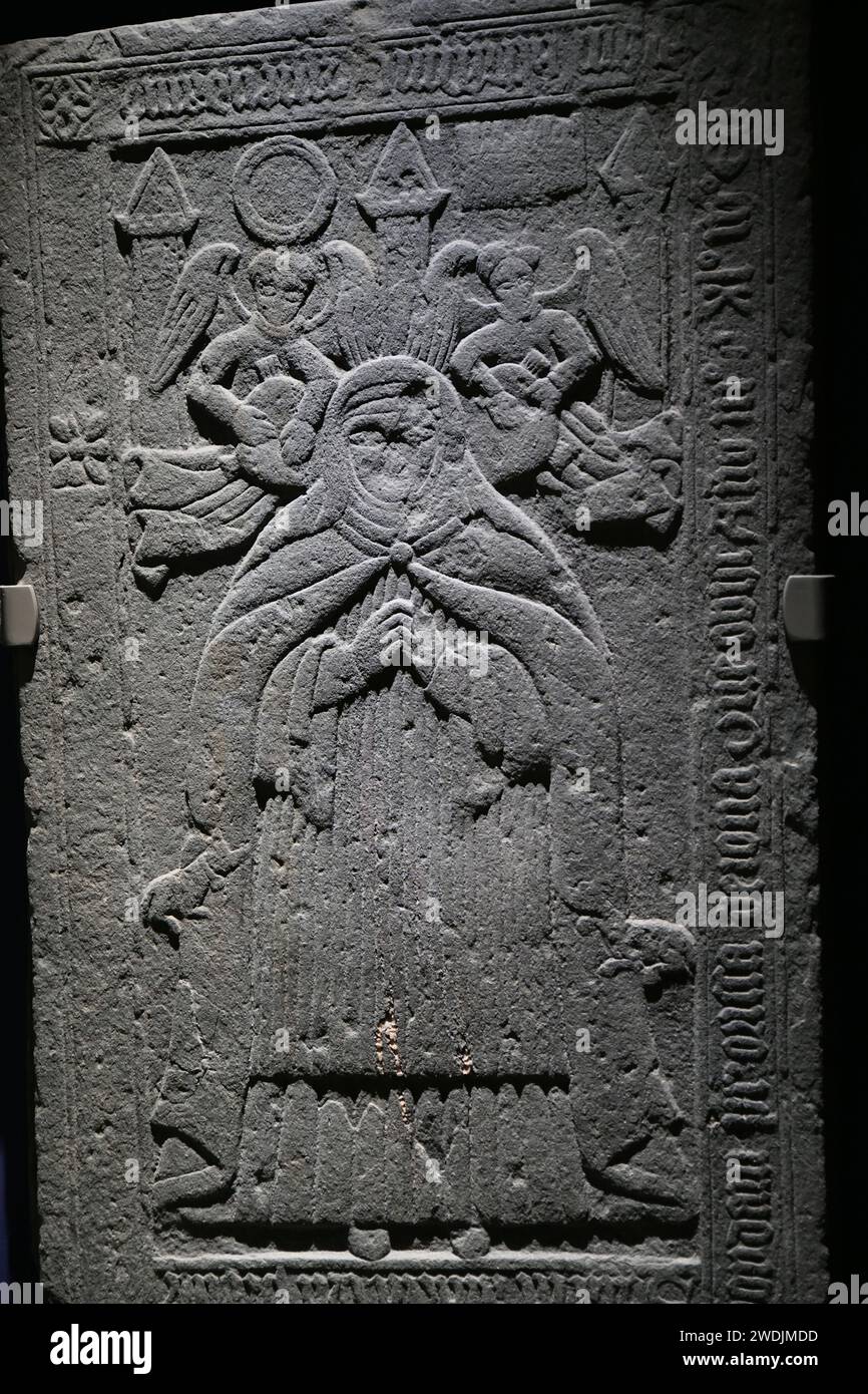 Grave slab of Prioress Anna Maclean, Iona Abbey, Isle of Iona, Scotland ...