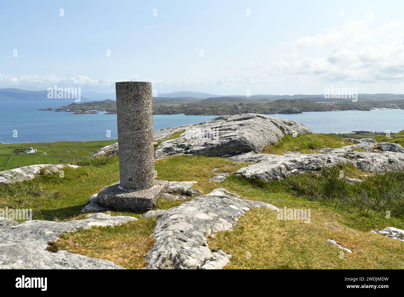 View of the island of Iona (west coast of Scotland) from a hill top ...
