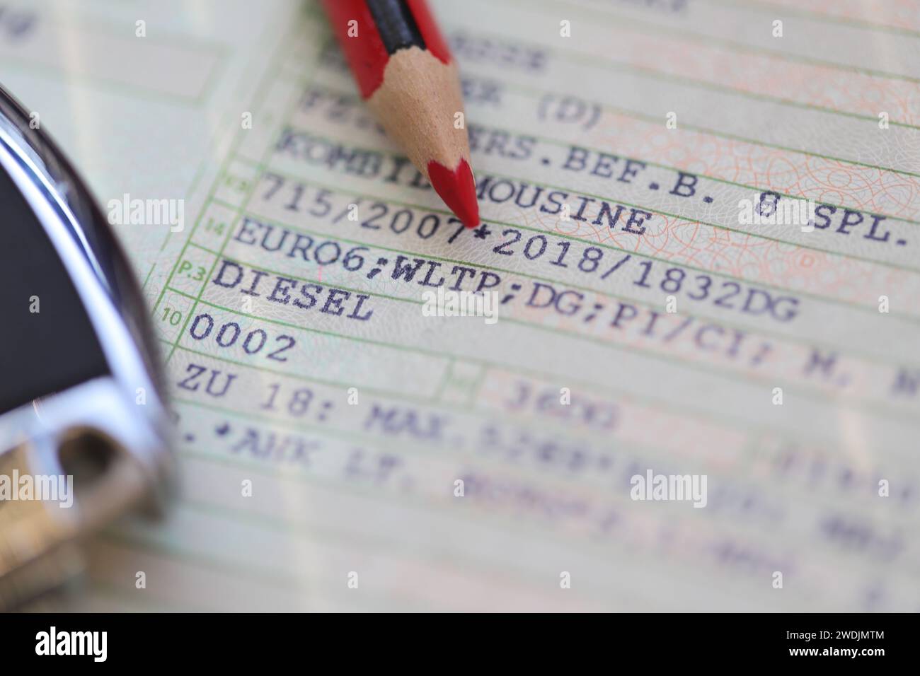 a vehicle registration document with the words (Diesel, Euro 6) and a ...