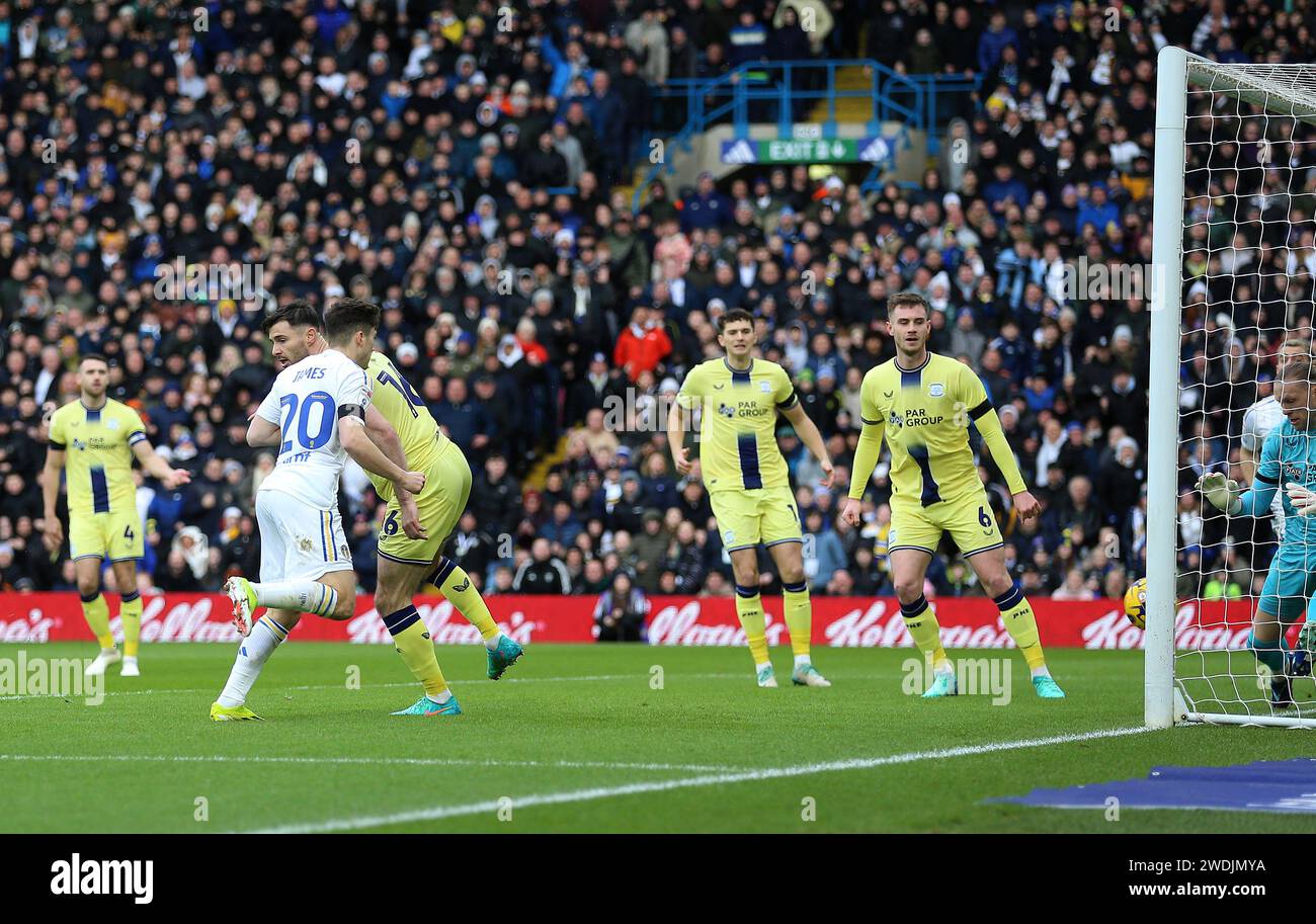 Leeds United's Daniel James scores their side's first goal of the game ...