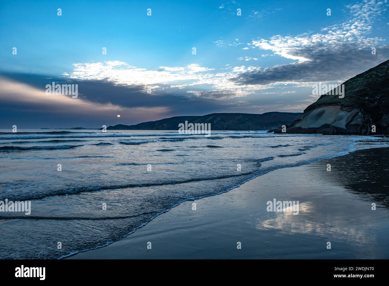 Newgale Beach At The Pembrokeshire Atlantic Coast At Sunset In Wales ...
