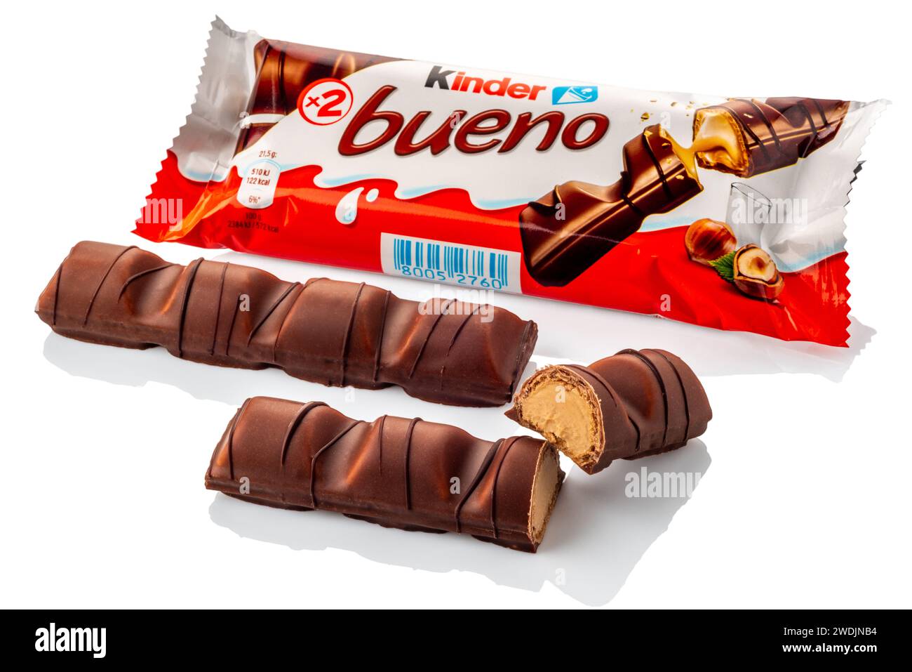Alba, Italy - January 20, 2024: Kinder Bueno Ferrero, hazelnut-filled ...