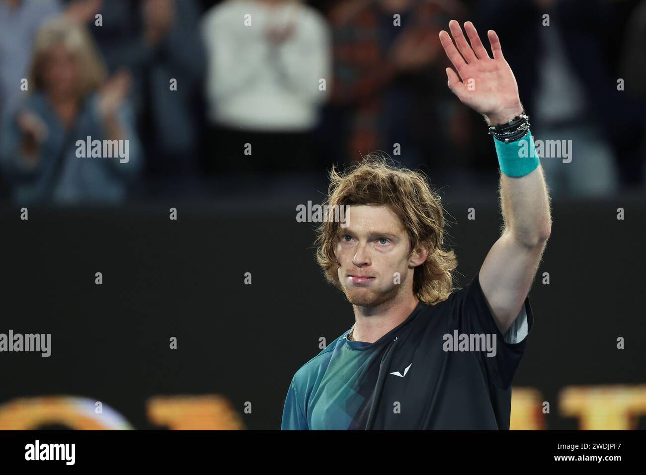 Andrey Rublev of Russia celebrates after defeating Alex de Minaur of ...