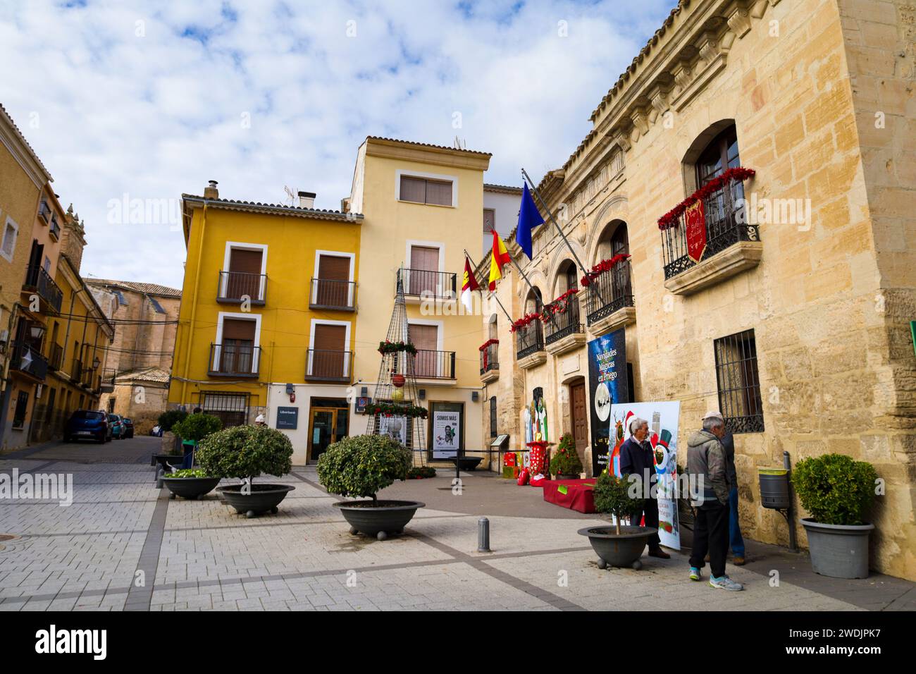 Priego, Cuenca, Spain- December 10, 2023: The town hall facade in the ...