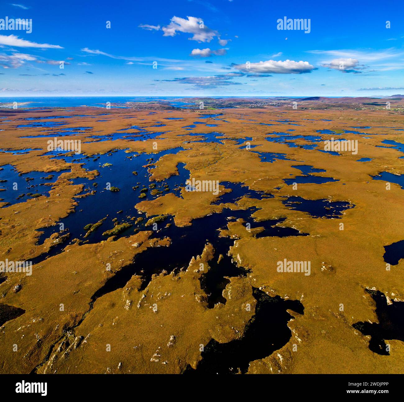 Aerial of Roundstone Bog, Connemara, County Galway, Ireland Stock Photo ...