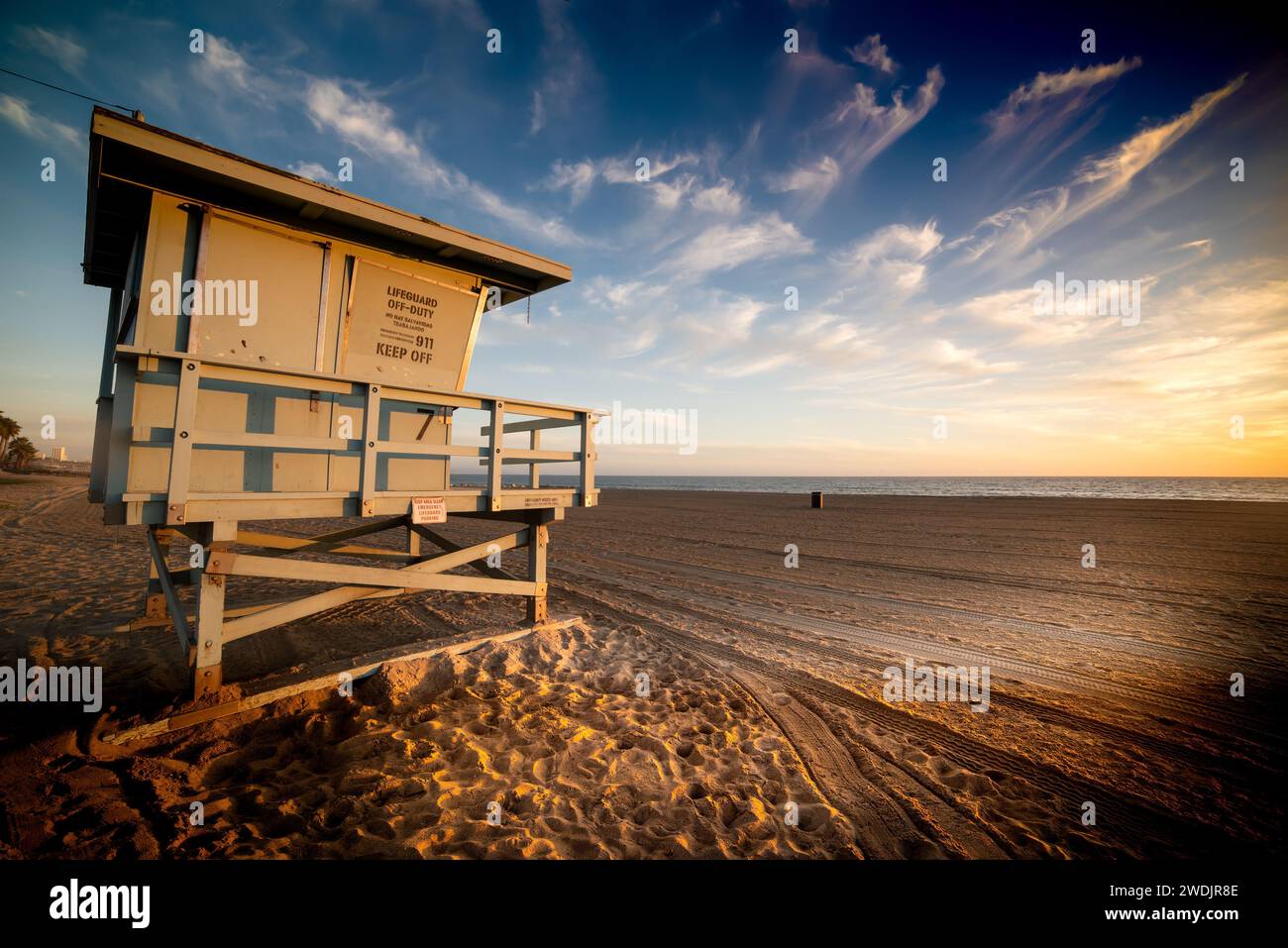 Lifeguard tower in world famous Malibu shore. California, USA Stock ...