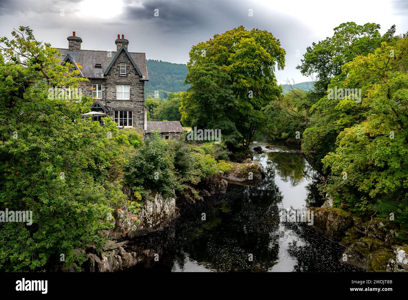 Village Betws-y-Coed And River Conwy In Snowdonia National Park in ...