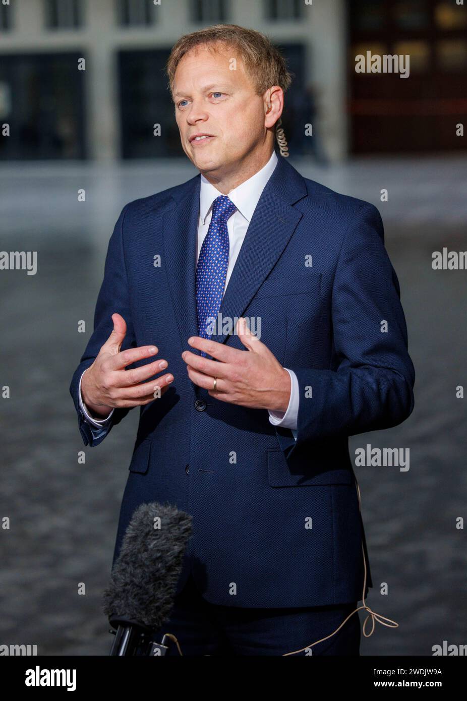 London, UK. 21st Jan, 2024. Grant Shapps, Defence Secretary, at the BBC ...