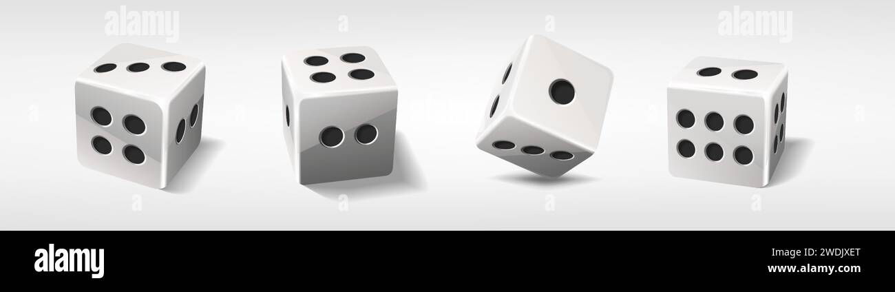 realistic vector icon illustration. White poker dice with random ...