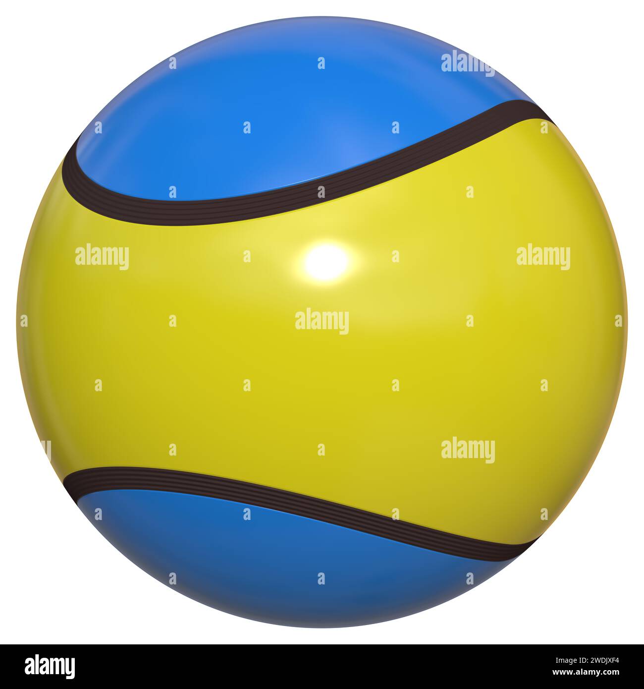 One yellow-blue tennis ball isolated on a white background. Raster ...