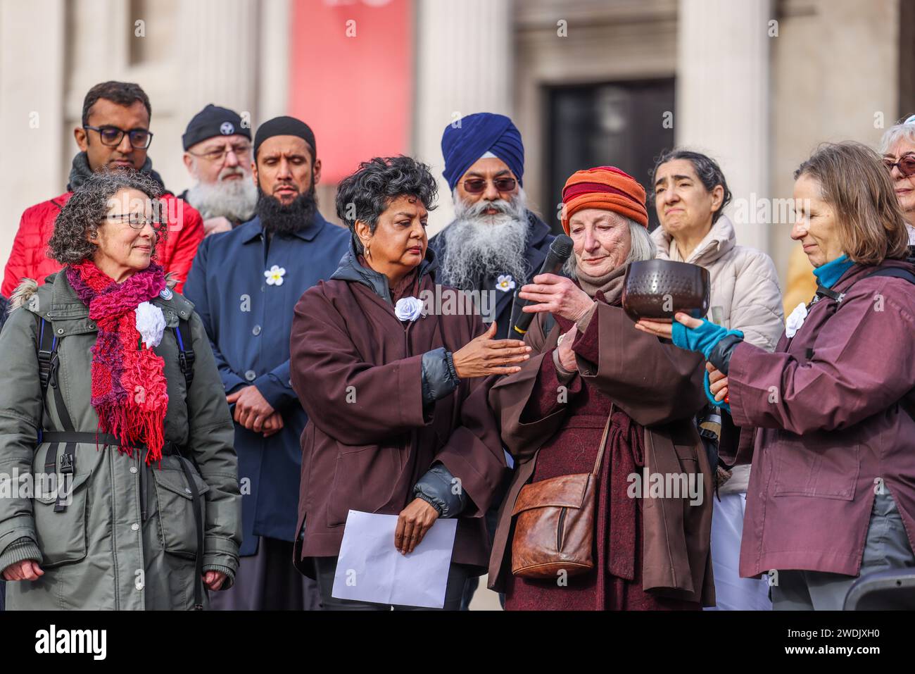 Trafalgar Square London, UK. 21st Jan, 2024. Diverse faith groups come ...
