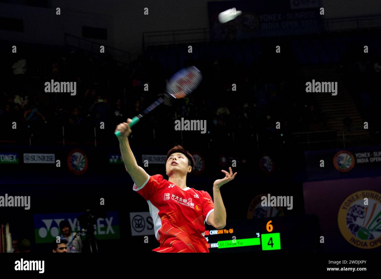New Delhi, India. 21st Jan, 2024. Shi Yuqi of China competes during the ...