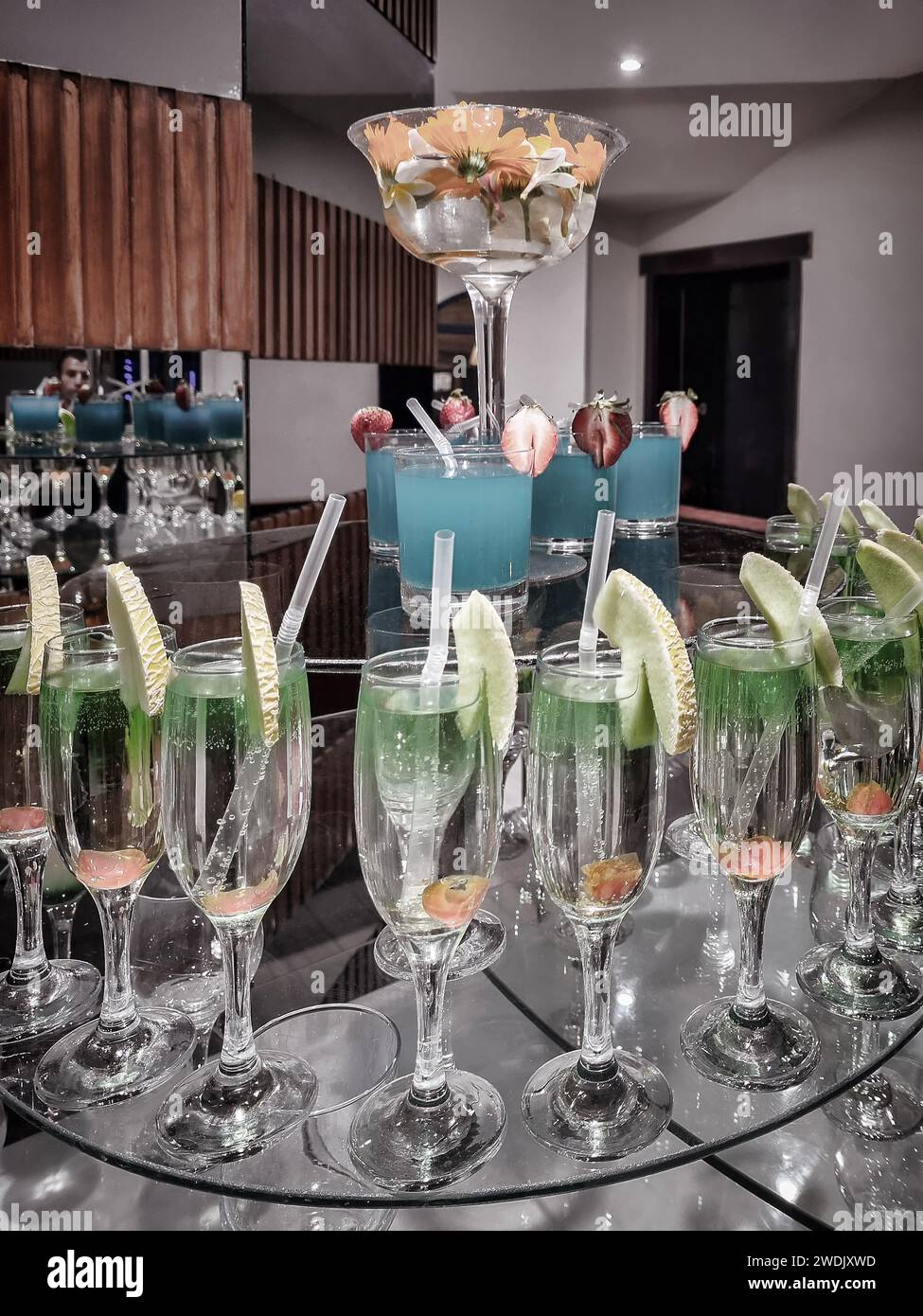 The hotel's restaurant offers a variety of cocktails with fruits in ...