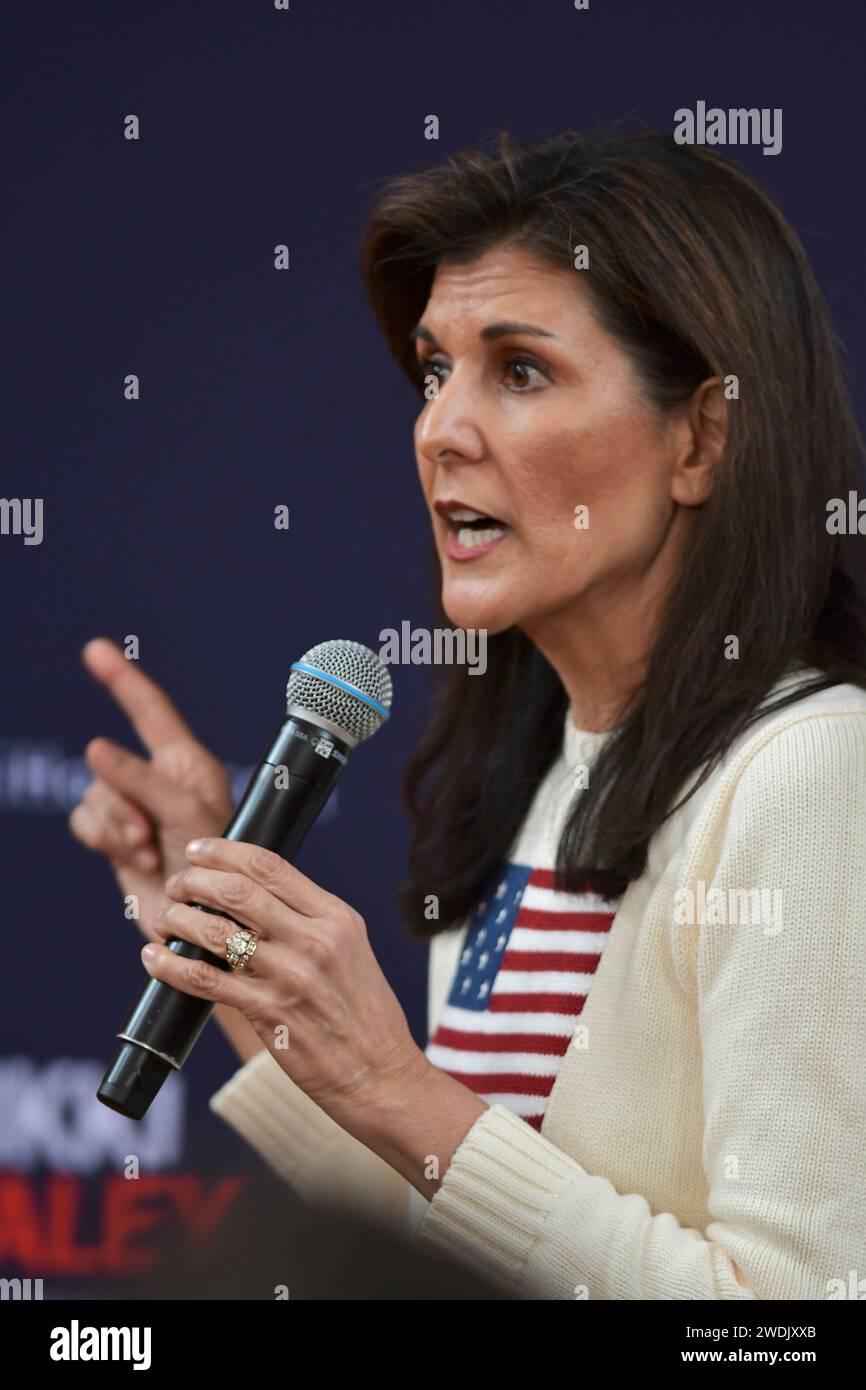Former U.N. Ambassador Nikki Haley speaks at a rally in Peterborough, N ...