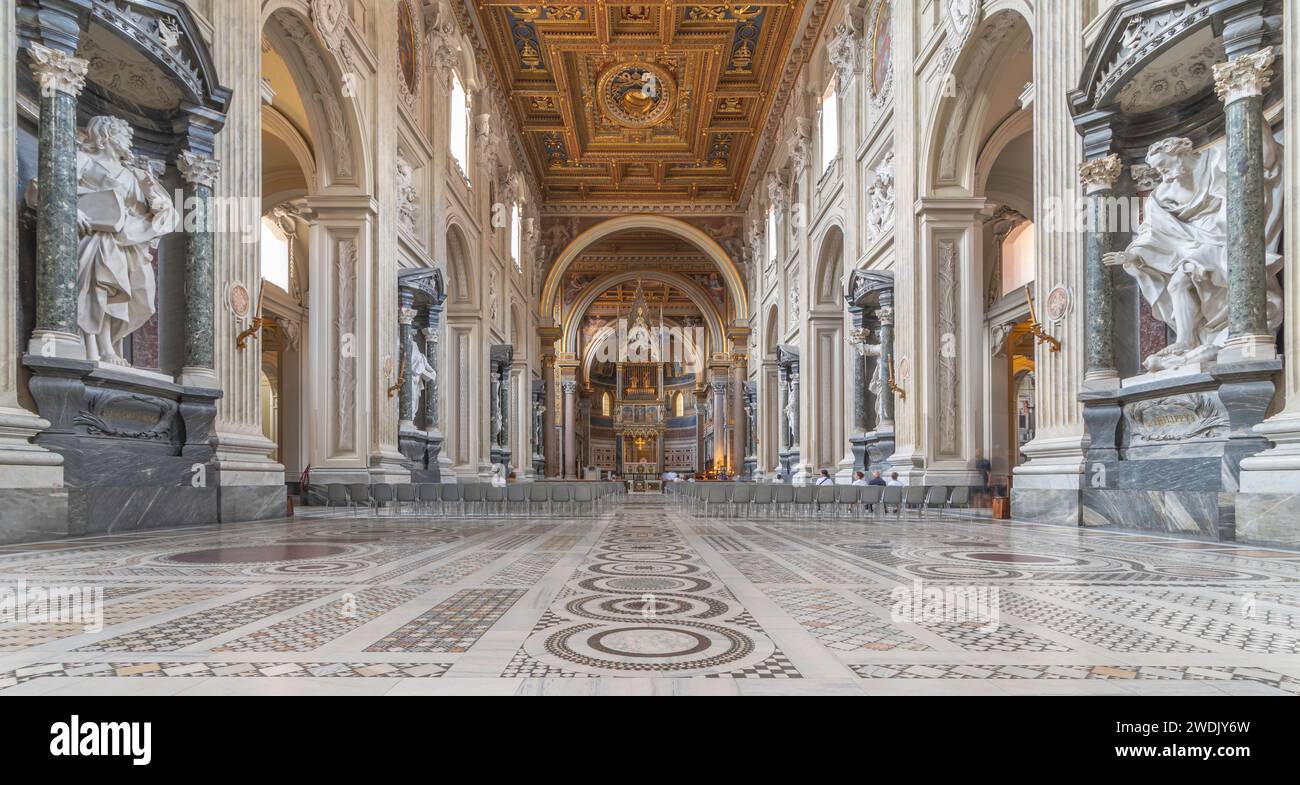 Rome, Italy - 26 July 2023: Interior of the Basilica of Saint John ...