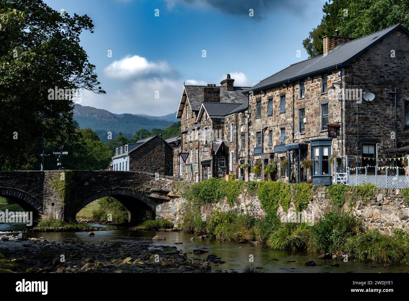 Stone Bridge And River In The City Of Beddgelert In Snowdonia National ...