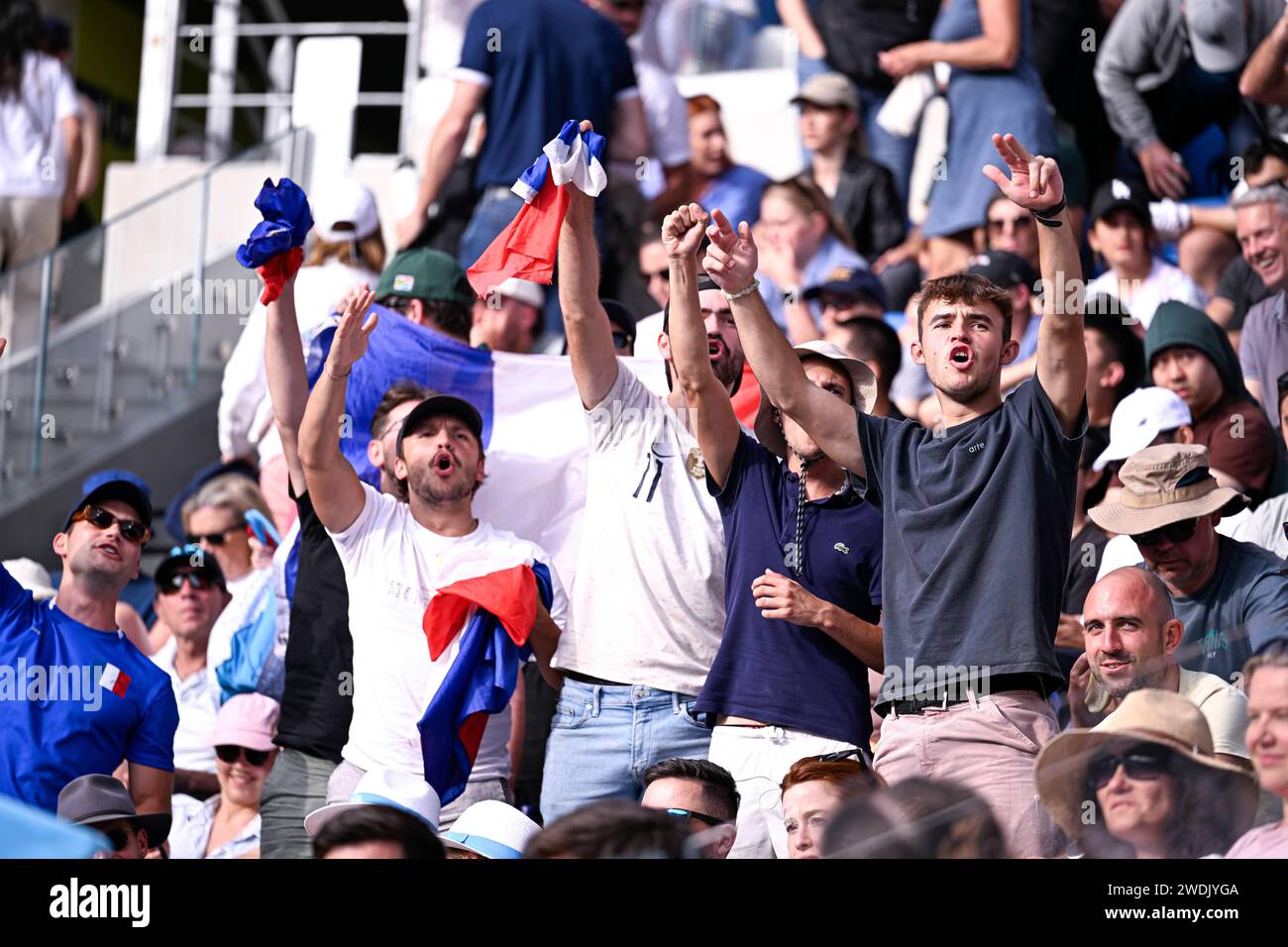 French fans or supporters of Adrian Mannarino of France during the ...