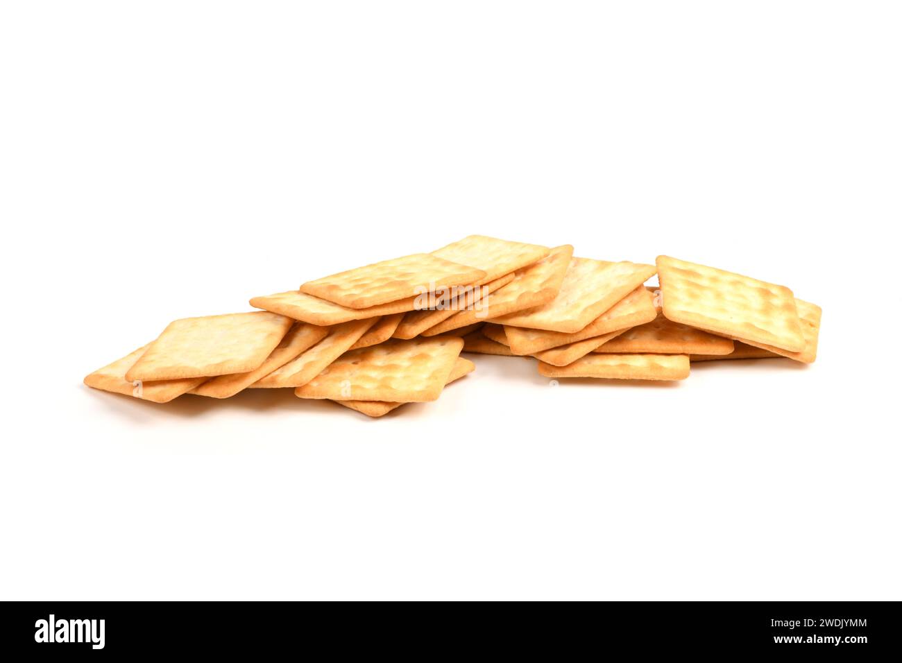 Square shortbread cookies isolated on white background. Stacked butter ...