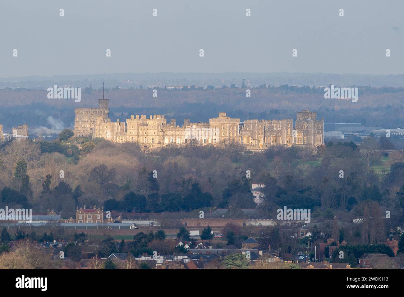 Englefield Green, UK. 21st January, 2024. Views of Windsor Castle ...