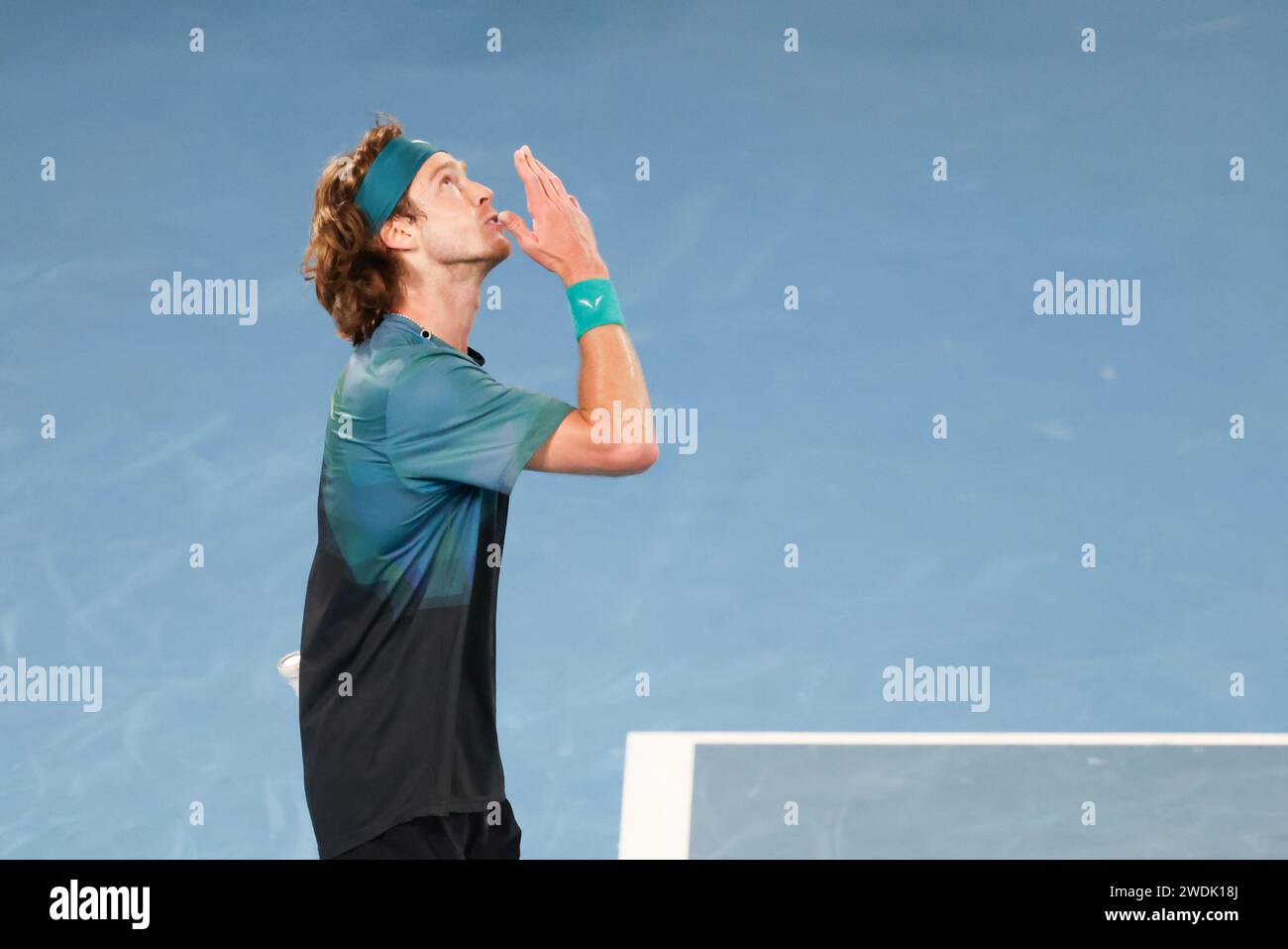 Melbourne, Victoria, Australia. 21st Jan, 2024. MELBOURNE, AUSTRALIA - JANUARY 21: Andrey Rublev ...