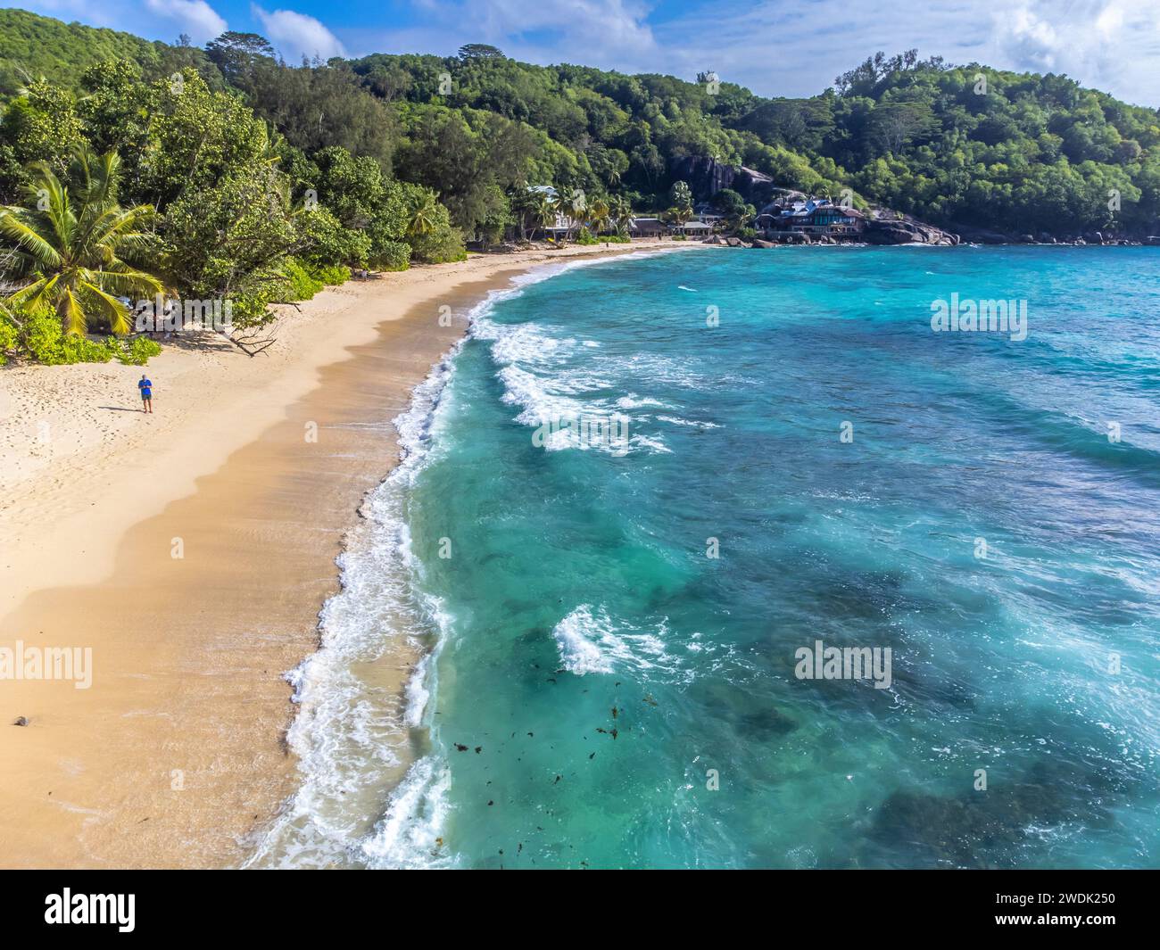 Aerial view of Takamaka beach in Mahe island, Seychelles Stock Photo ...