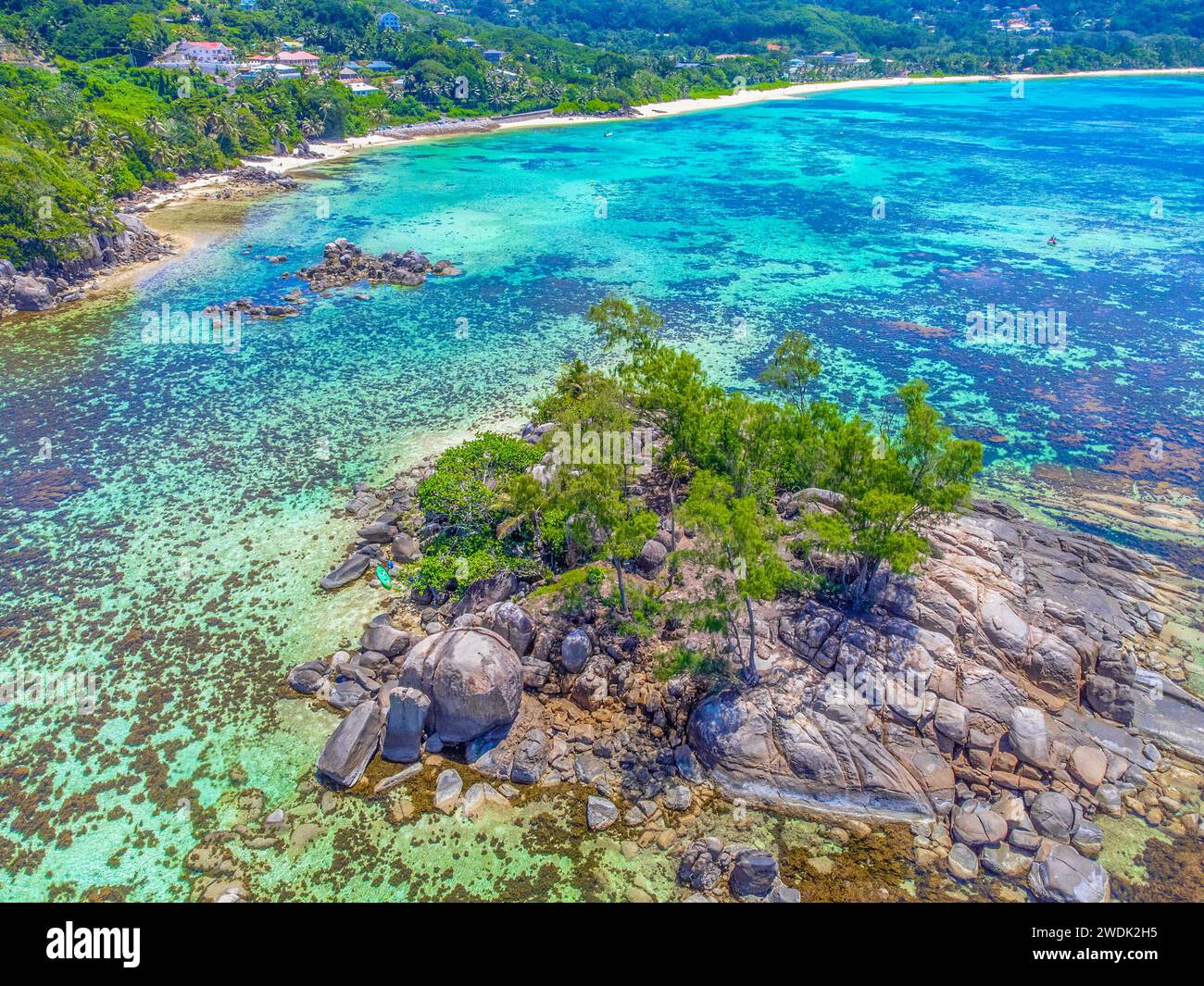 Aerial view of Anse Royale beach. Mahe island, Seychelles Stock Photo ...