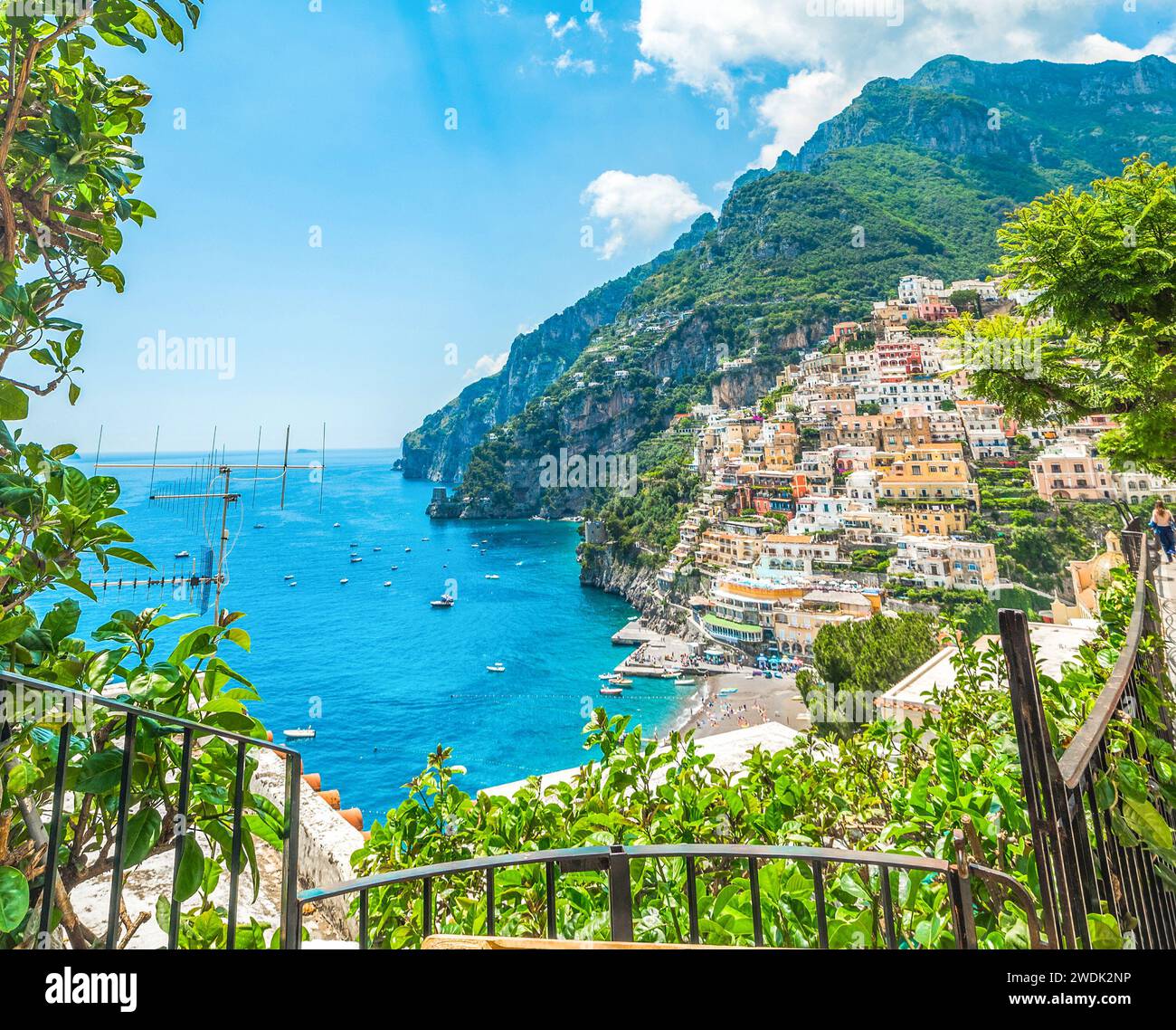 Beautiful Positano shore on a sunny springtime day. Amalfi Coast, Italy ...