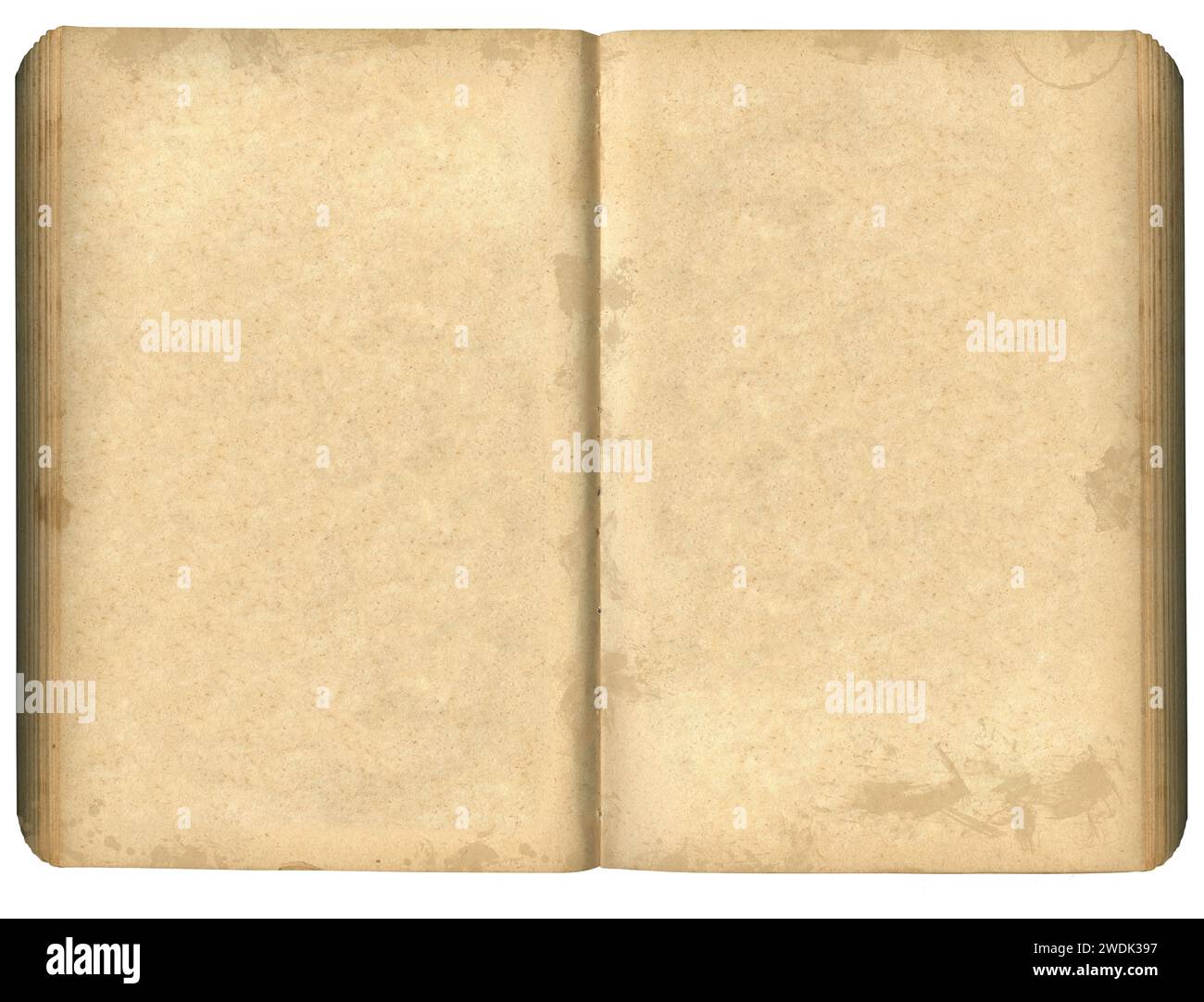 Old yellowed open book on a white background, old book in high ...