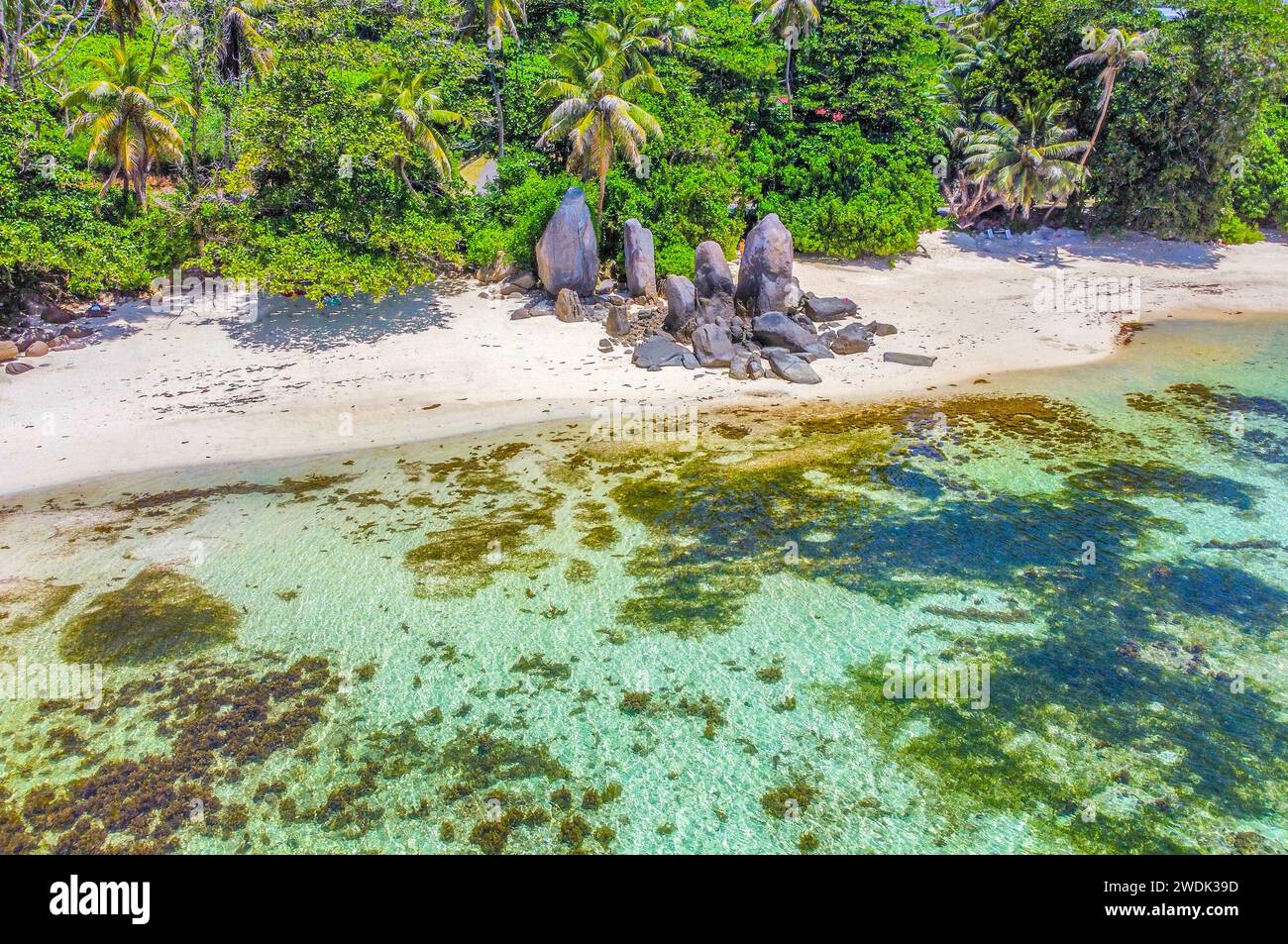 Aerial view of Anse Royale beach in Mahe island, Seychelles Stock Photo ...