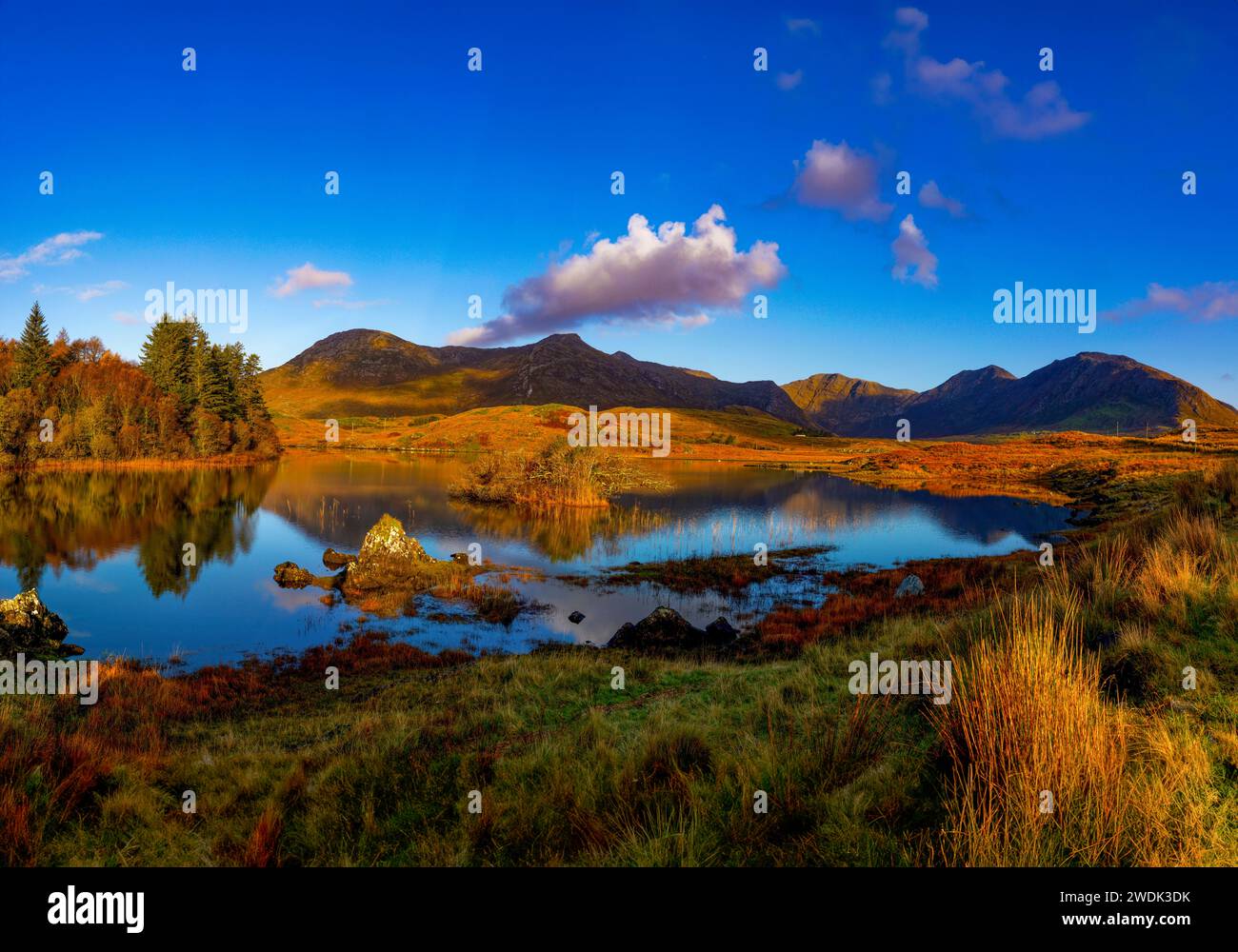 Western end of Ballynahinch Lake on R341,Connemara, Co Galway Stock ...