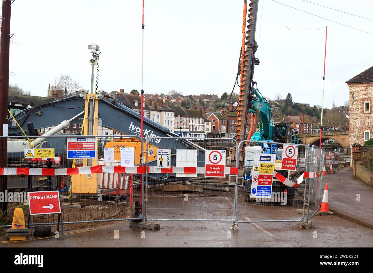 Flood defence installation in Bewdley, Worcestershire, England, UK ...