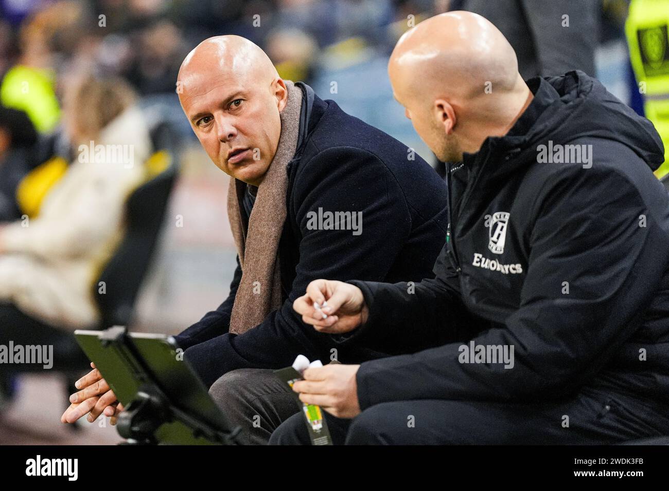 Arnhem, The Netherlands. 21st Jan, 2024. Arnhem - Feyenoord coach Arne Slot during the ...