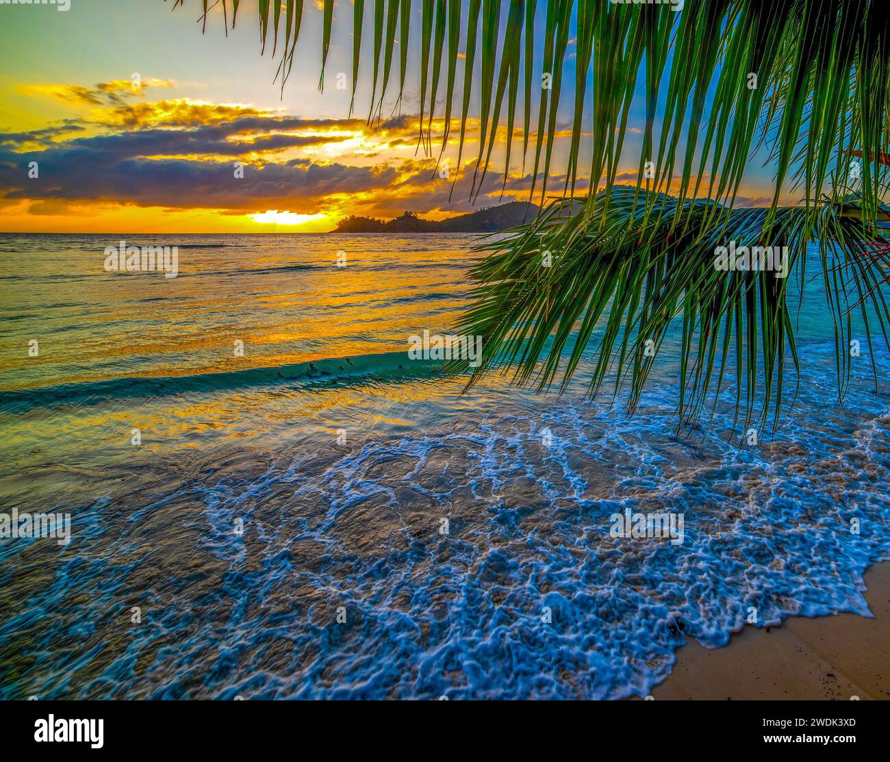Sunset in Baie Lazare beach. Mahe island, Seychelles Stock Photo - Alamy