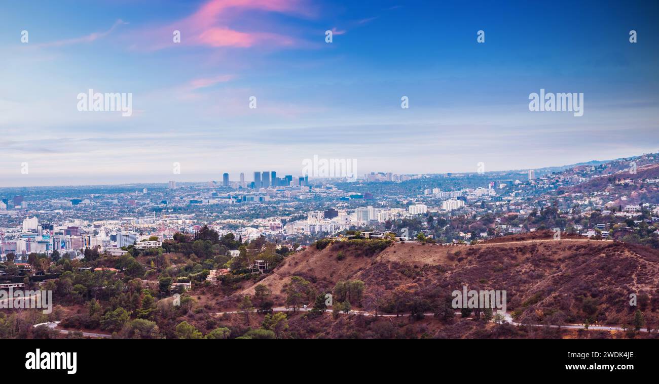 Clear sky over Los Angeles at sunset. California, USA Stock Photo - Alamy